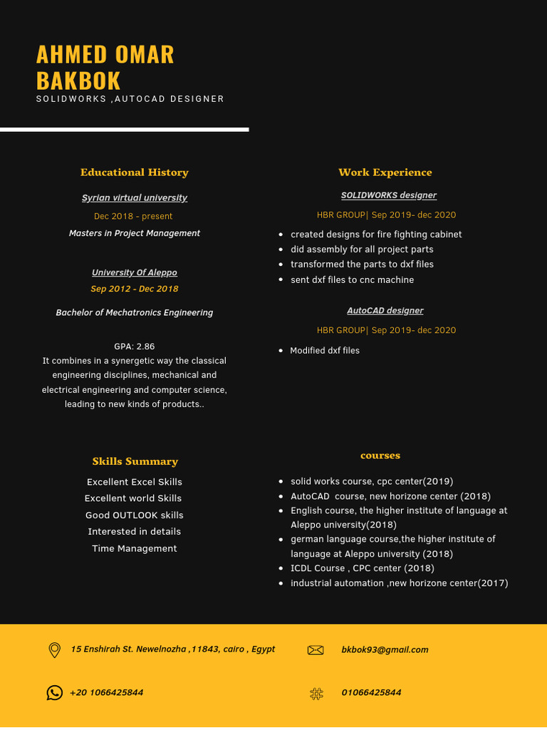 AutoCAD & SolidWorks Designer Resume | PDF