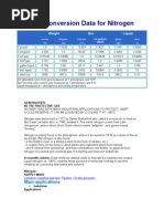 Unit Conversion Data For Nitrogen: Weight Gas Liquid | PDF | Litre | Gallon