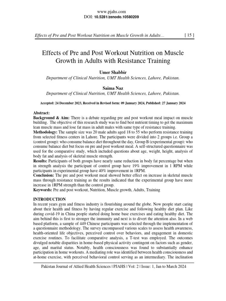 Pre/Post Workout Nutrition & Muscle Growth | PDF | Strength Training ...