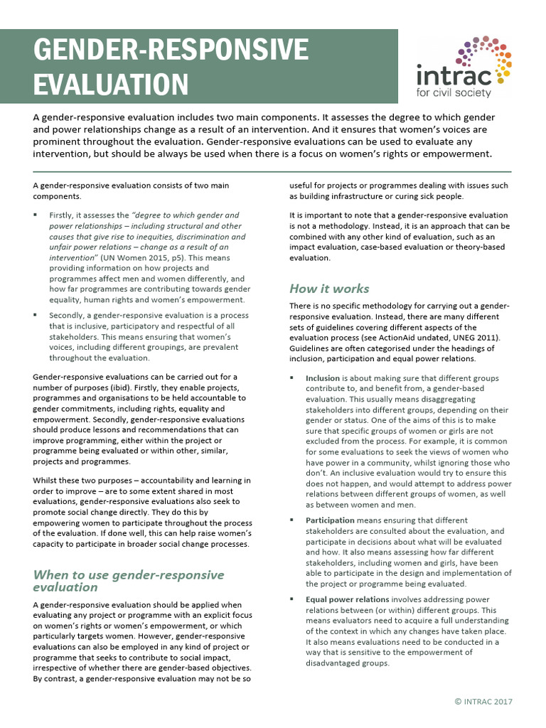 Gender-Responsive Evaluation Guide | PDF | Evaluation | Empowerment