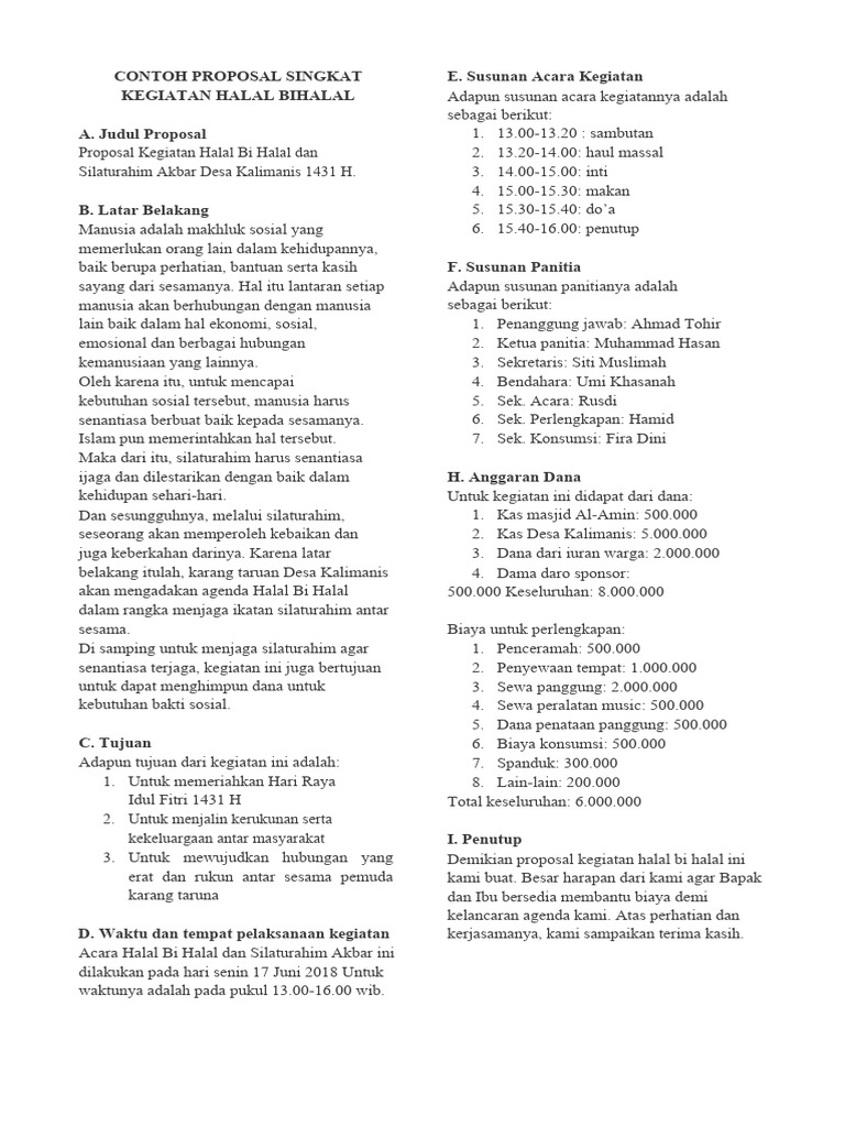 Contoh Proposal Singkat - Compress | PDF