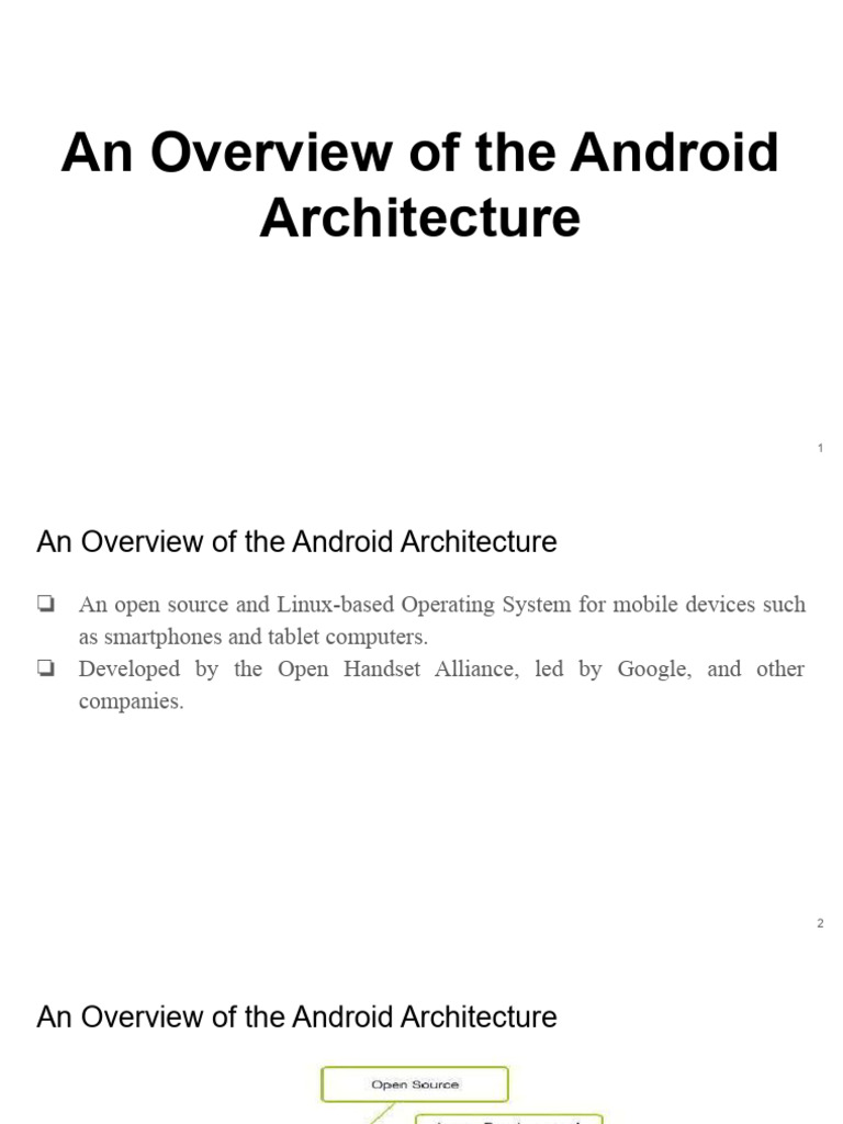 An Overview Of The Android Architecture Pdf Android Operating System Application Software