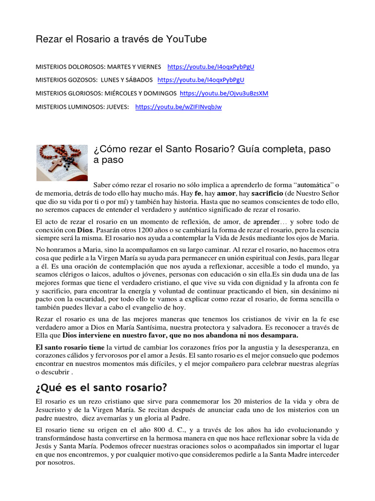 Cómo Rezar El Santo Rosario | PDF | Rosario | Oración