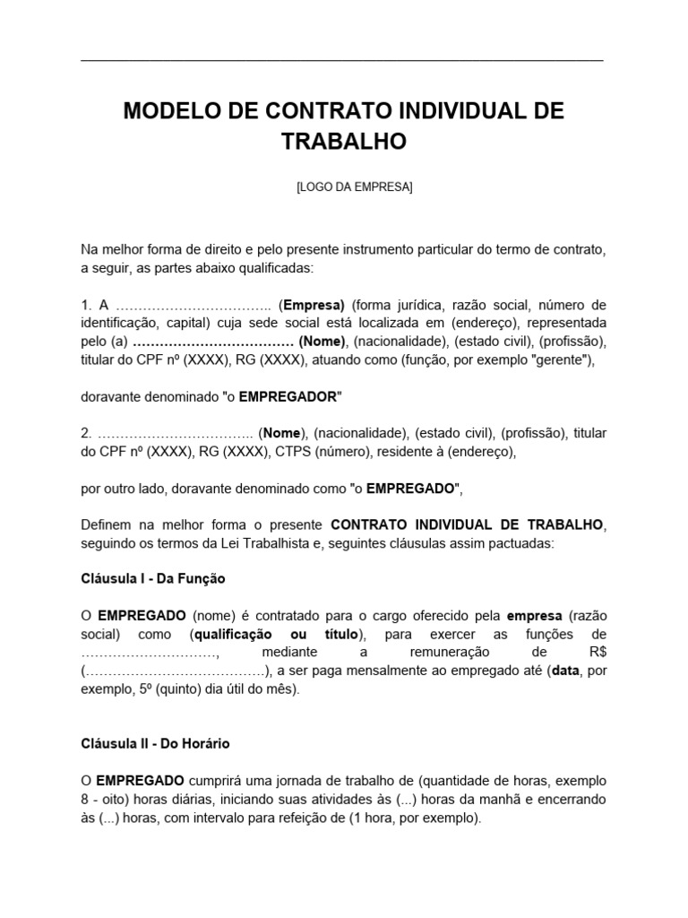 Modelo Contrato Individual de Trabalho - Factorial | PDF | Expediente | Business