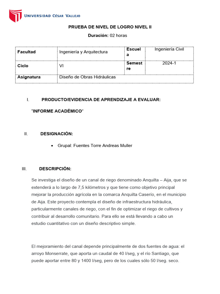 ATH - PRUEBA DE NIVEL DE LOGRO Nivel 2 | PDF | Canal | Agricultura