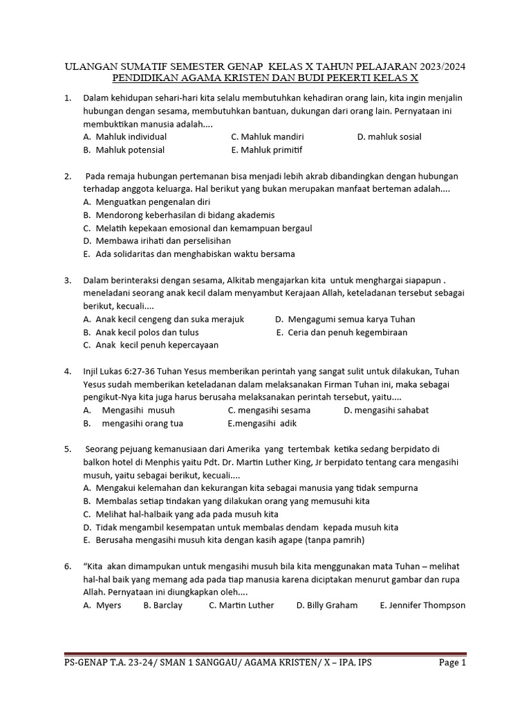 Soal Sumatif Genap KLS X | PDF