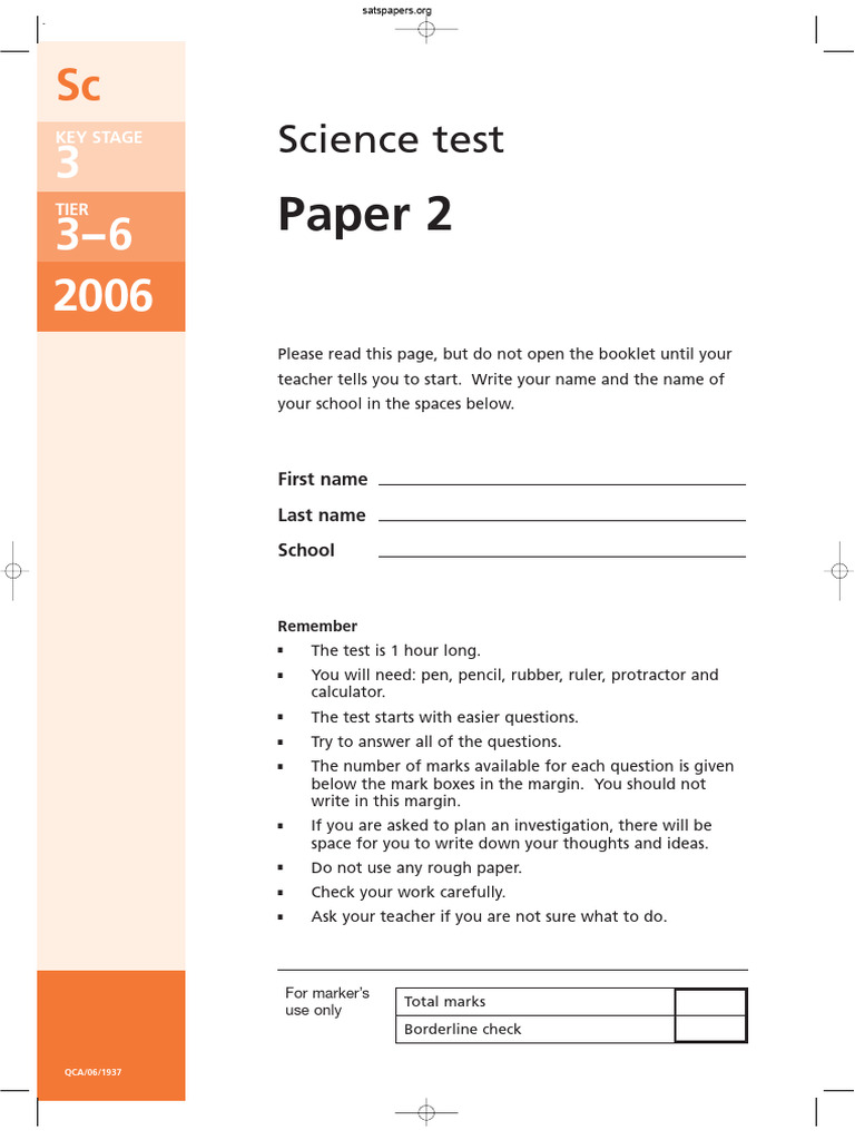 KS3 Science Test Paper 2 Guide | PDF | Oxide | Fuels