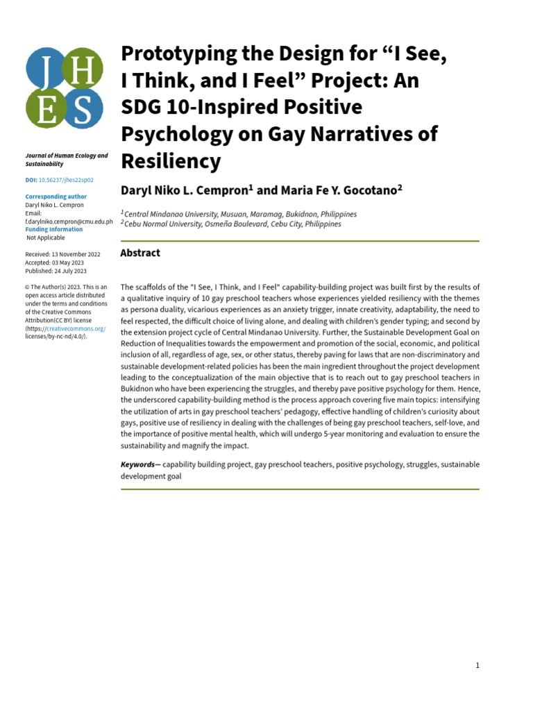 Jhes 1 2 1 | PDF | Psychological Resilience | Homosexuality