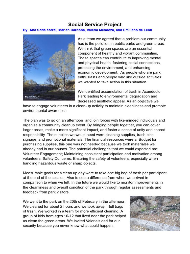 Social Service Proyect 2 | PDF | Waste | Volunteering