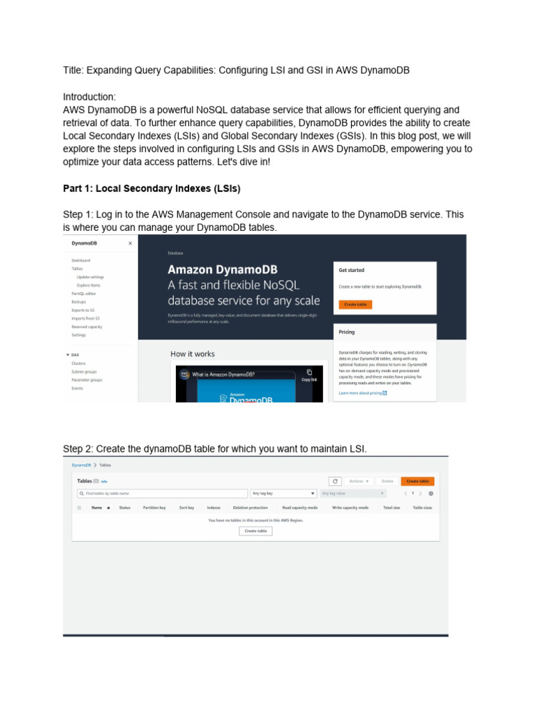 Aws Lab - Configuring LSI - GSI | PDF | Database Index | Data Management Aws Lab - Configuring LSI - GSI | PDF | Database Index | Data Management