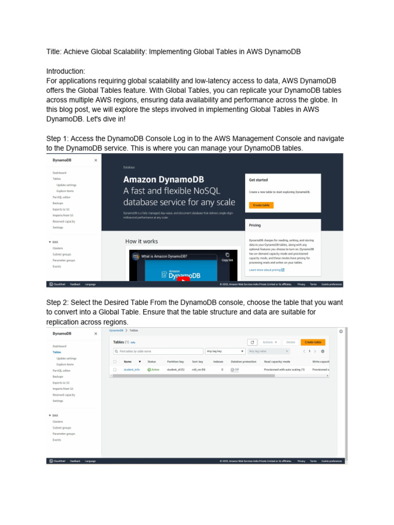 Aws Lab - Implement Global Tables | PDF | Amazon Web Services | Replication (Computing)