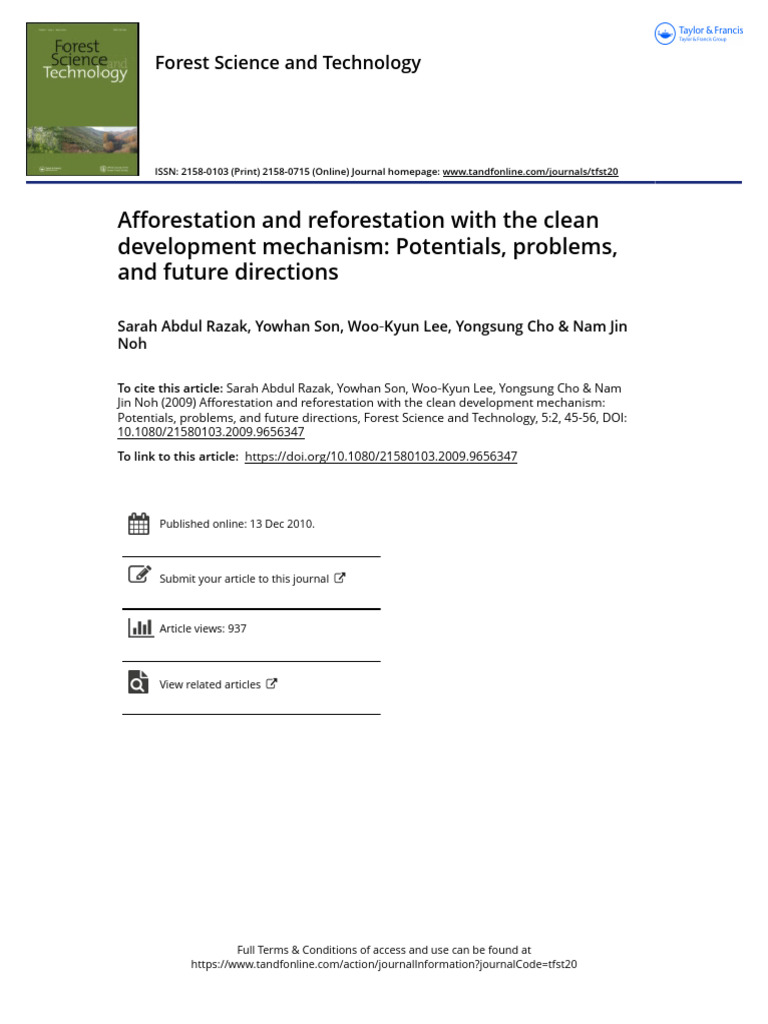 Afforestation and Reforestation With The Clean Development Mechanism Potentials Problems and ...