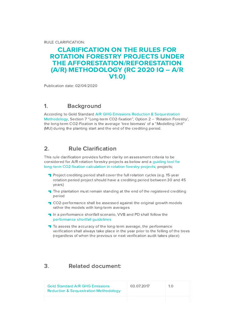 Rotation Forestry A/R Rule Clarification | PDF