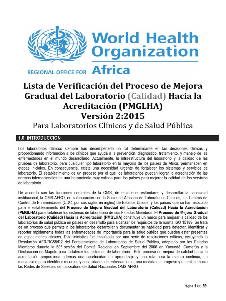 2 SLIPTA Checklist v2 Spanish | PDF | Calidad (comercial) | Laboratorios 2 SLIPTA Checklist v2 Spanish | PDF | Calidad (comercial) | Laboratorios