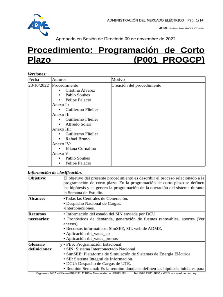Procedimiento de Programaci en Corto Plazo | PDF | Administración Nacional Oceánica y ...