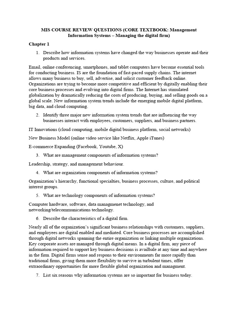 Mis Course Review Questions | Download Free PDF | Table (Database) | Databases