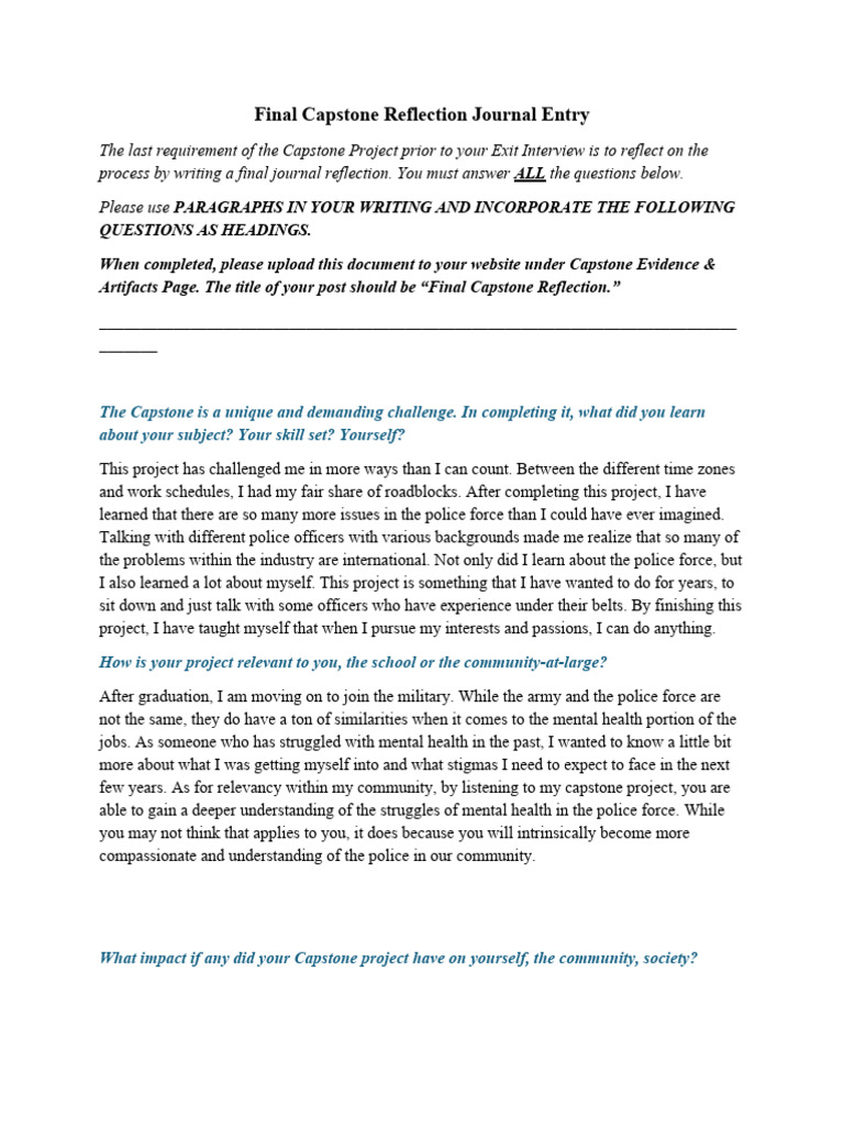 capstone final reflection | PDF | Cognition