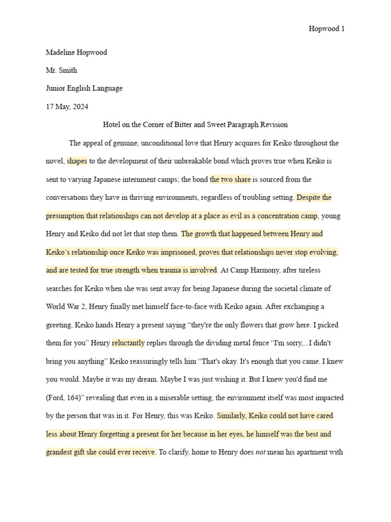 Hotel Paragraph Revision | PDF