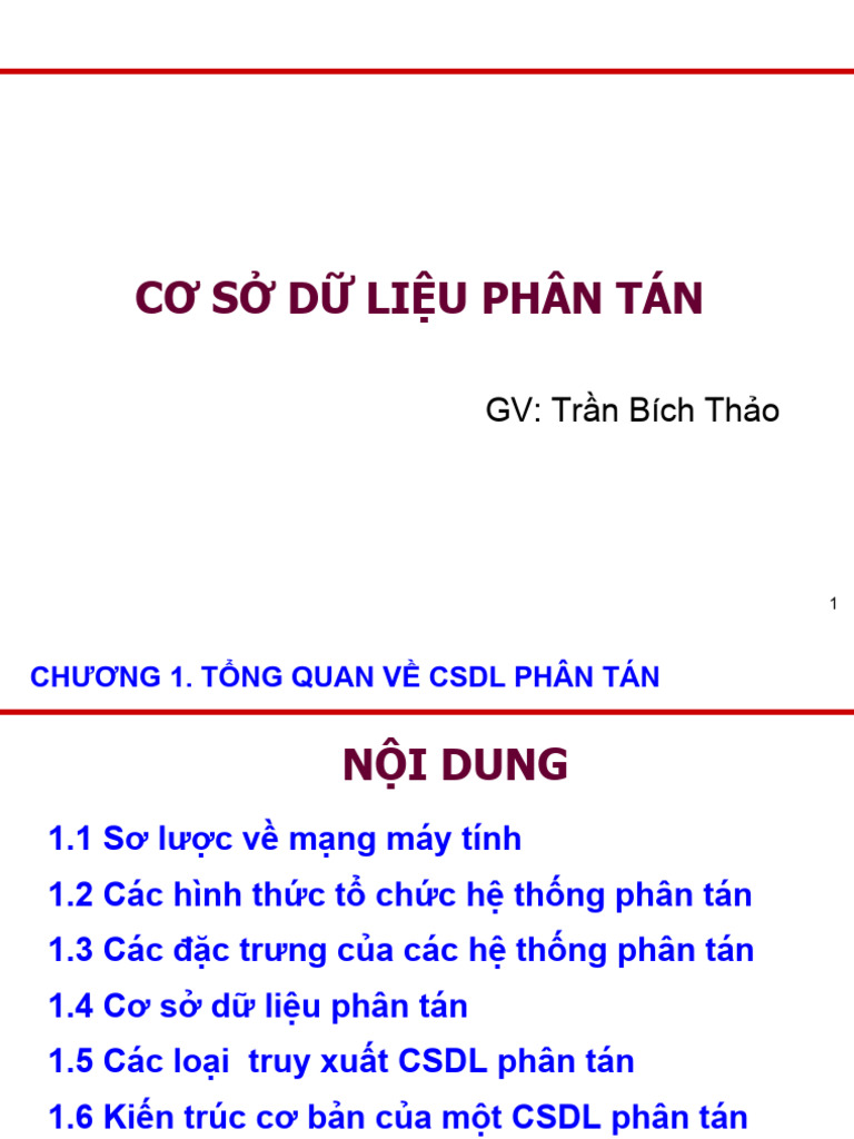 C1 - Tổng quan về CSDL phân tán | PDF