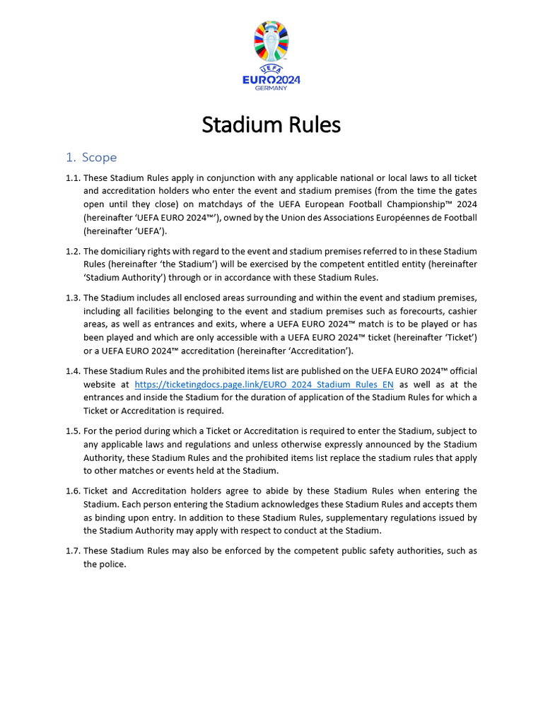 euro_2024_stadium_rules_en | Download Free PDF | Legal Liability | Smoke