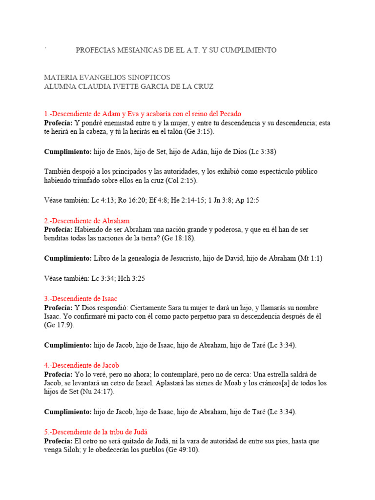 Profecias Mesianicas de El A | PDF | Jesús | Natividad De Jesus
