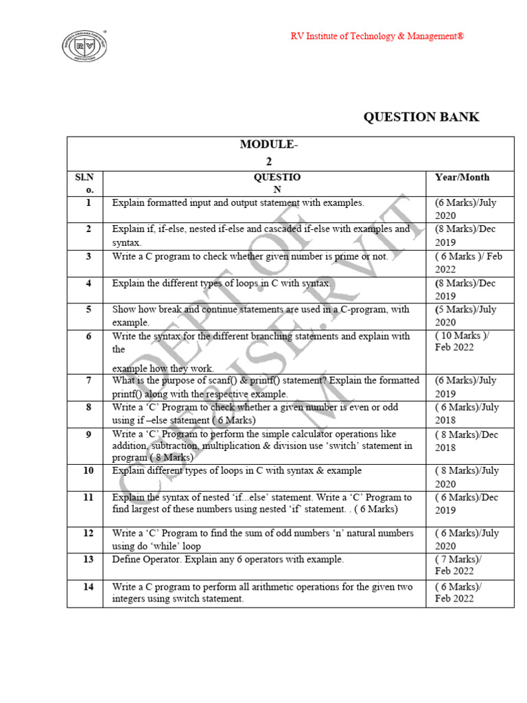 Module 2 | Download Free PDF | Control Flow | Computer Programming