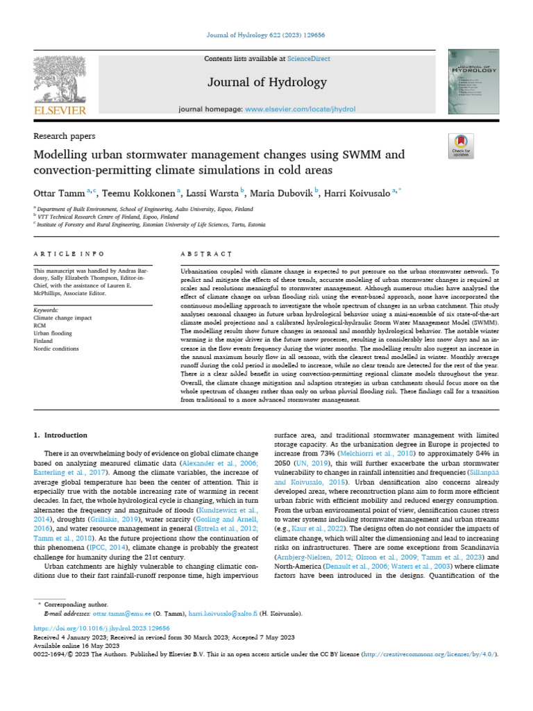 Modelling urban stormwater management changes using SWMM and | PDF ...
