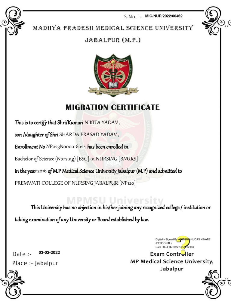 MIG/NUR/2022/00462: Digitally Signed by AMIT BHANUDAS KINARE (Personal) Date: 03-Feb-2022 16:25: ...