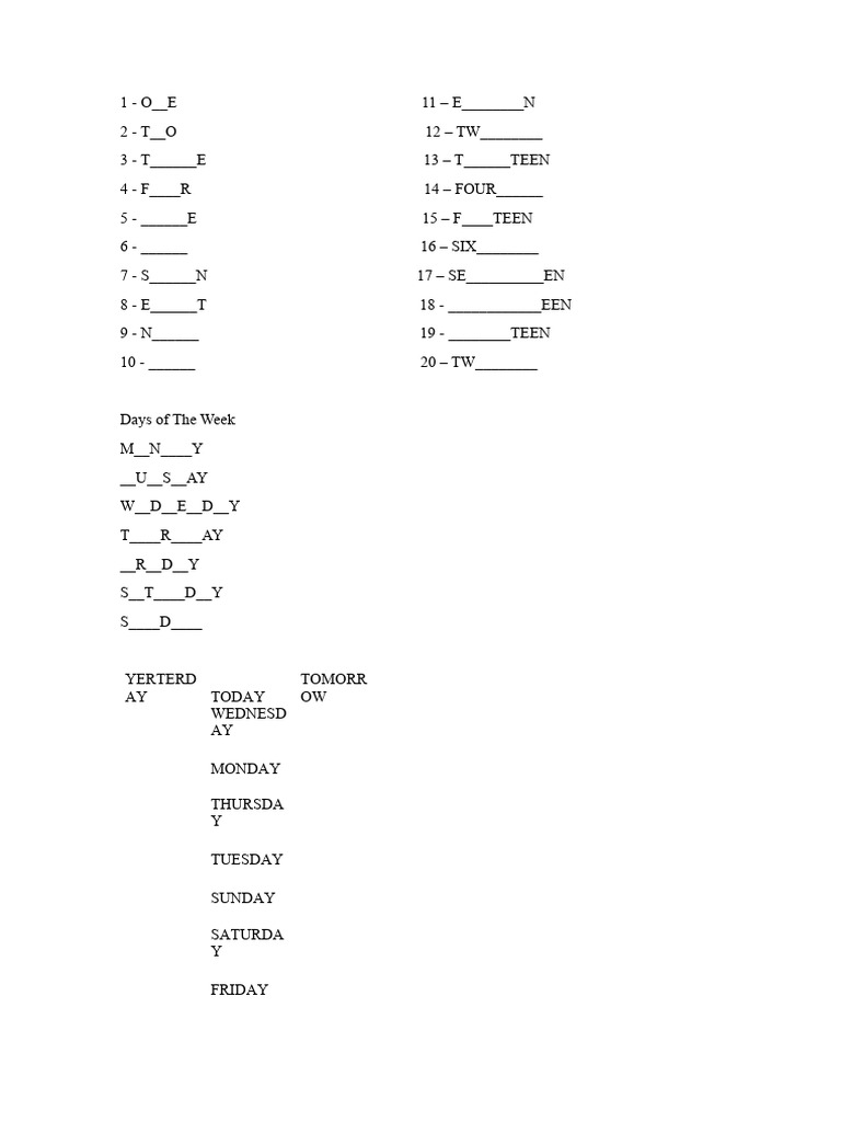 Family and Days of the Week Quiz | PDF
