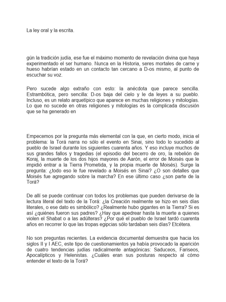 La Ley Oral y La Escrita | PDF | Tora | Torá Oral