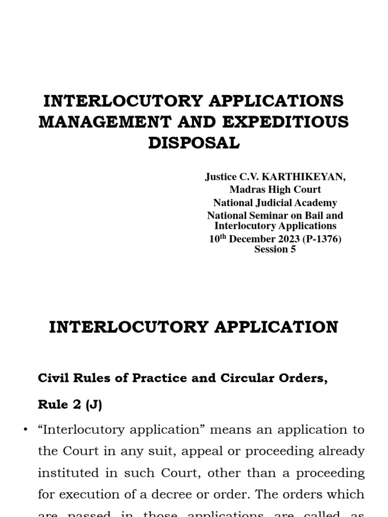 2.interlocutory Applications Management and Expeditious Disposal | PDF ...