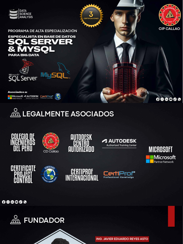 Temario Aprobado Por El CIP Callao Especialista en Bases de Datos SQL Server y MySQL para Big ...