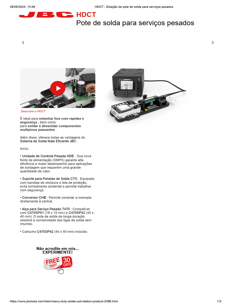 HDCT - Estação de Pote de Solda para Serviços Pesados | PDF | Fonte de ...