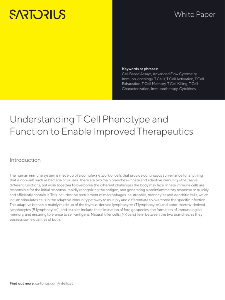 Understanding T Cell White Paper en Intellicyt Sartorius | PDF | T ...