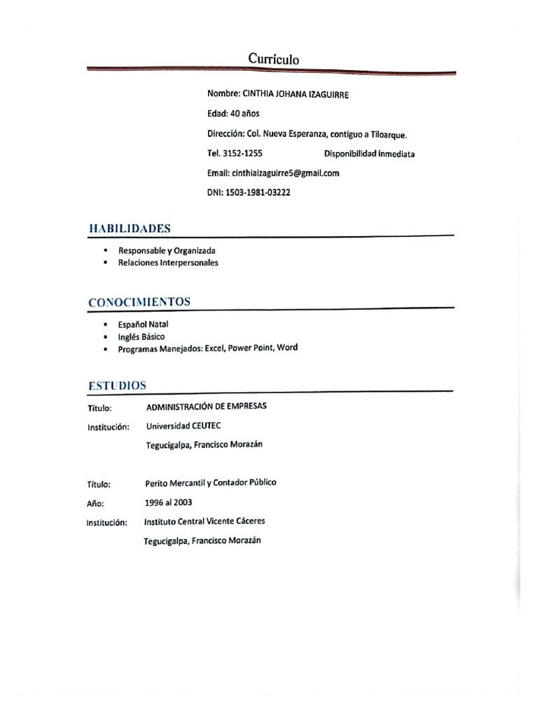 CV Cinthia Izaguirre | PDF