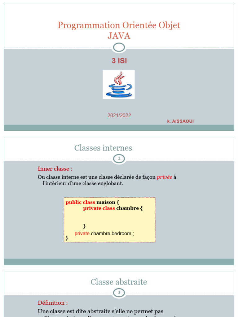 POO JAVA - Classes Internes Et Classes Abstraites | PDF | Classe ...