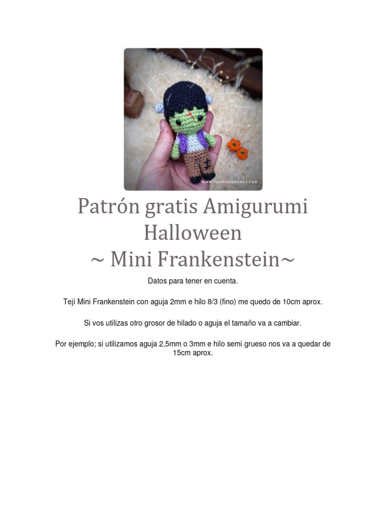 Halloween Mini Frankenstein | PDF | Amigurumi | Tejer