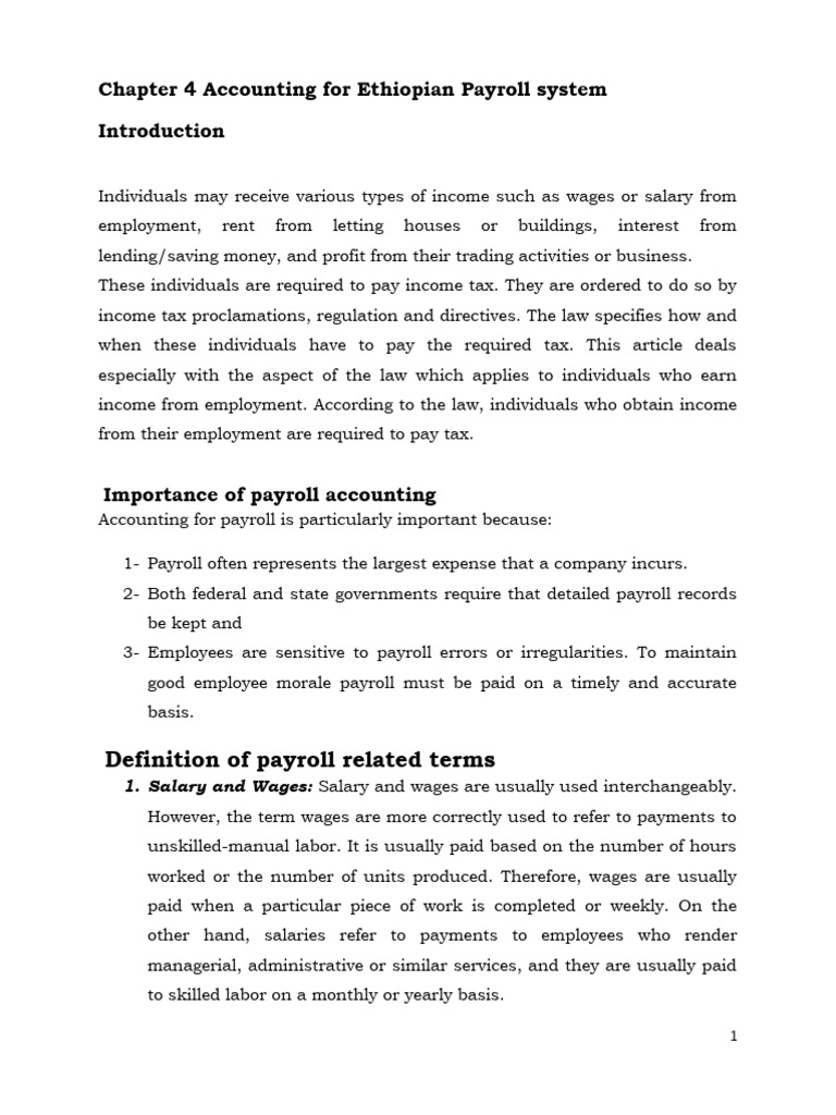 Chapter 4 Accounting For Ethiopian Payroll System | PDF | Payroll Tax | Payroll