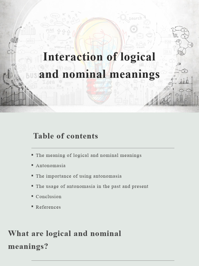 Interaction of Logical and Nominal Meanings | PDF | Word | Linguistics