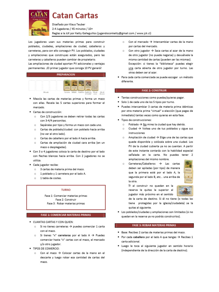 Reglas de Catan Cartas | PDF | Juego de azar