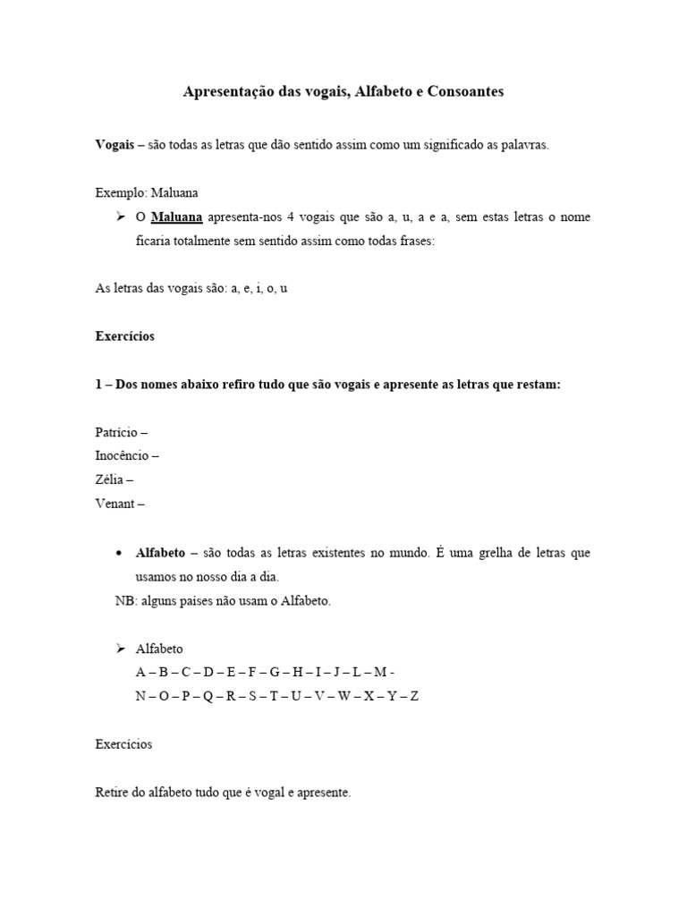 Apresentação das vogais | PDF | Alfabeto | Vogal