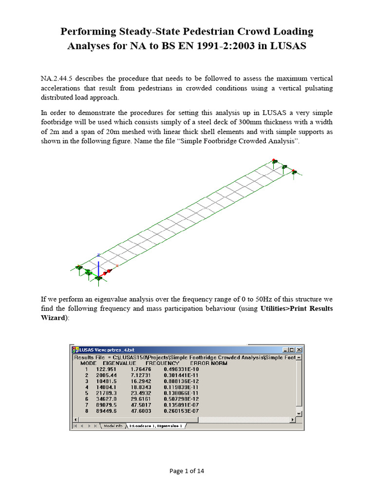 Performing Steady-State Pedestrian Crowd Loading To BS EN 1991-2 2003 ...