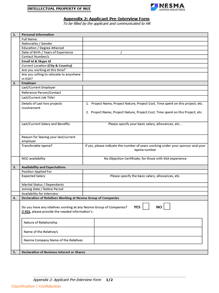 New Pre-Interview Form-NUI-1 | PDF | Business