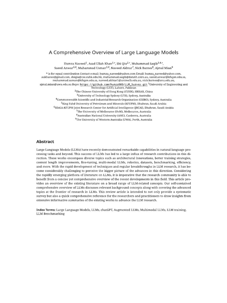 Comprehensive Approach To LLMs | PDF