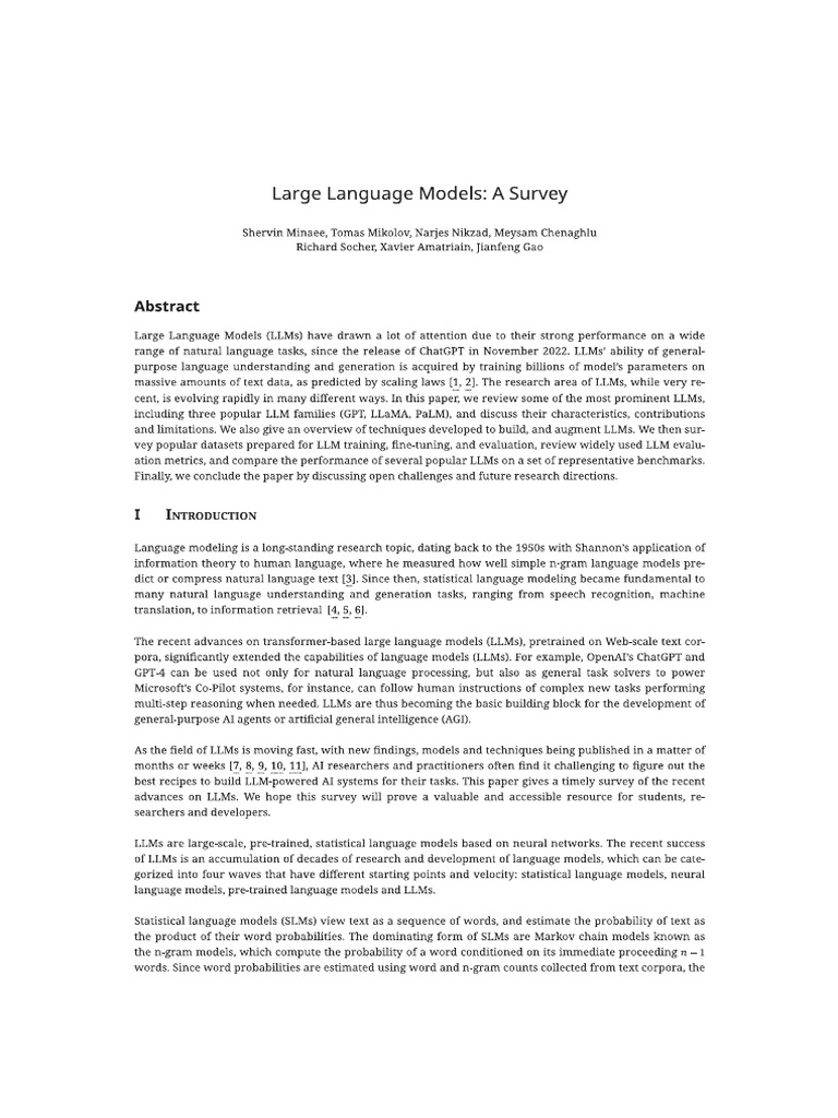Large Language Models A Survey | PDF