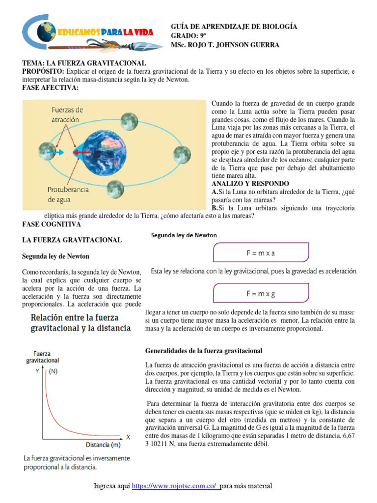 Fuerza Gravitacional: Conceptos Clave | PDF | Gravedad | Marea