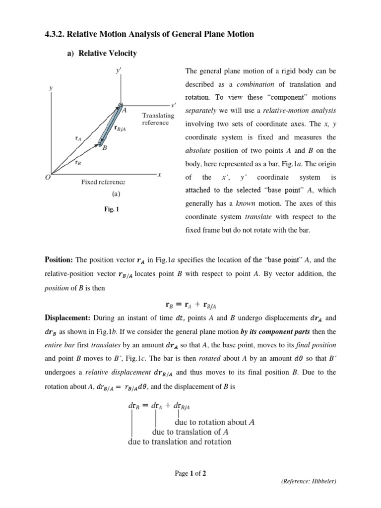 4 3 2 Relative Motion Analysis Of General Plane Motion Download Free