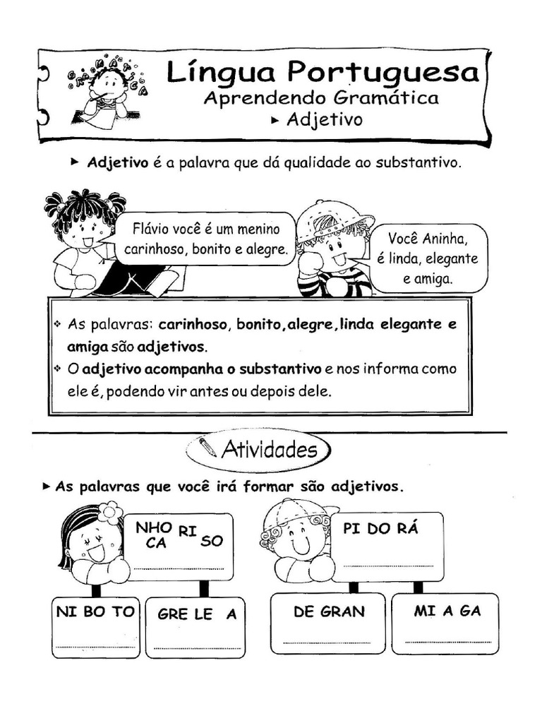 Revisando Adjetivos Pdf Gatos Linguística