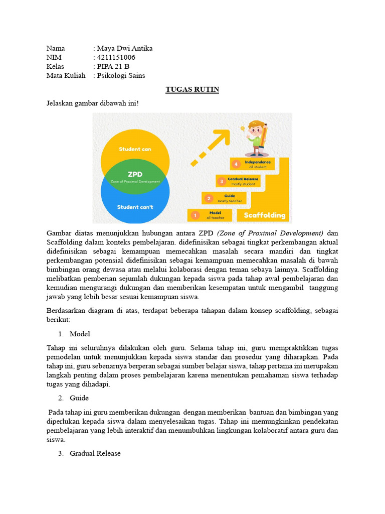 ZPD dan Scaffolding dalam Belajar | PDF | Karier & Perkembangan