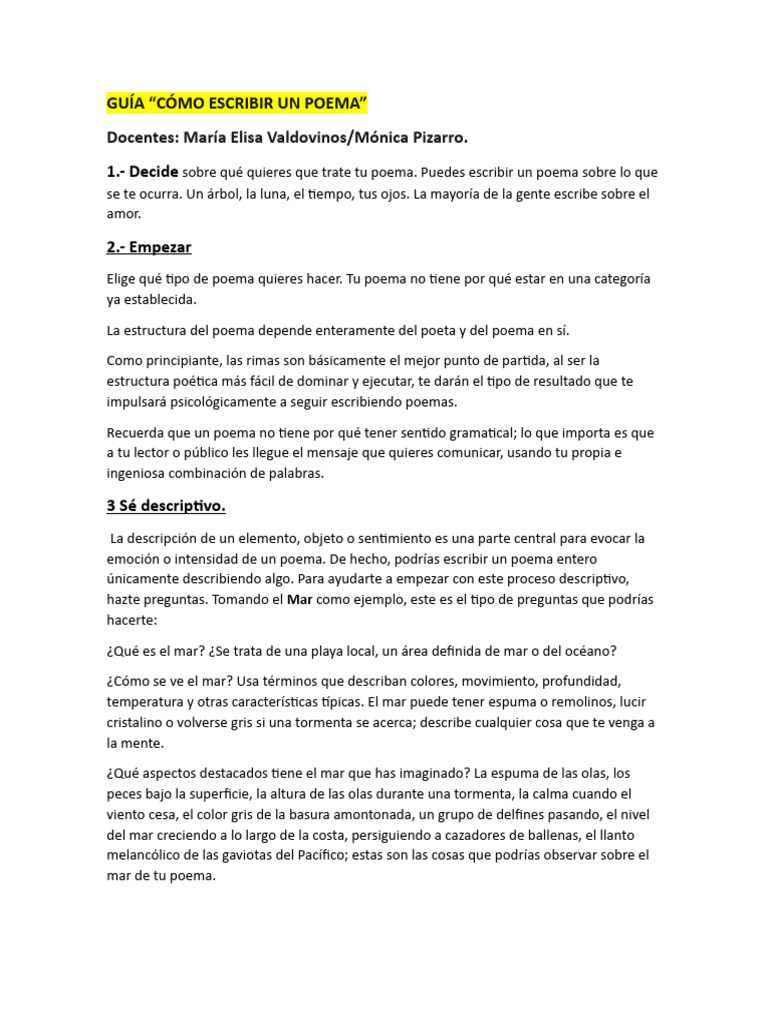 Escritura de Un Poema 6to Año | PDF